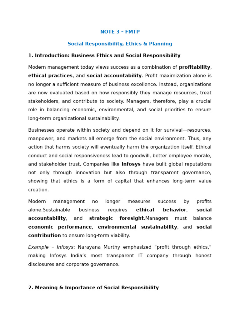 FMPT- Note 3 | PDF | Corporate Social Responsibility | Business Ethics