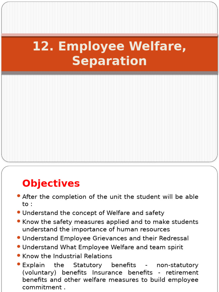 12-Employee Welfare Separation PPT | PDF | Employment | Employee Benefits