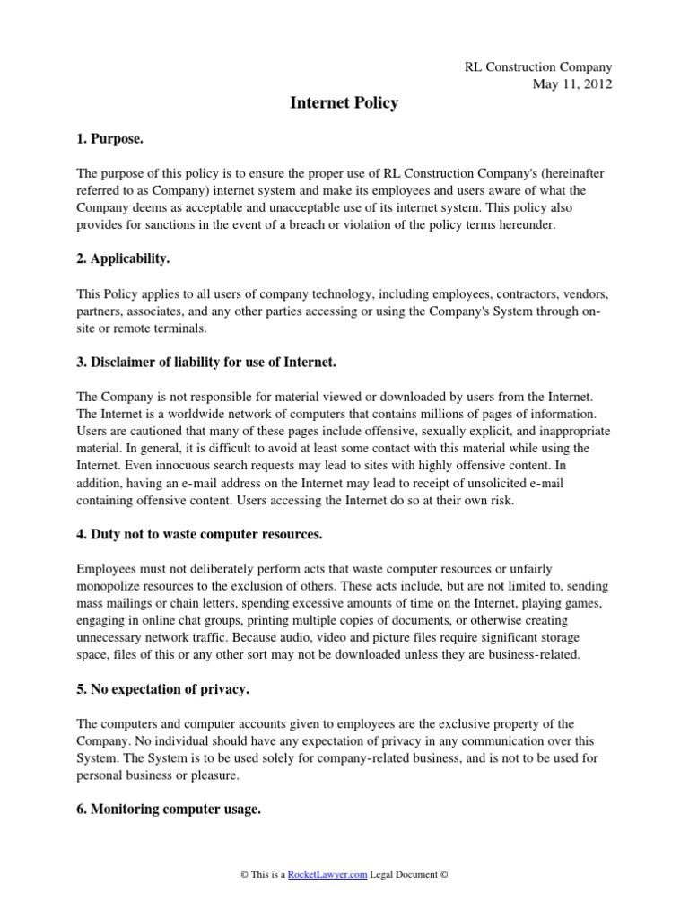 Internet Policy | PDF | Email | Computer Virus