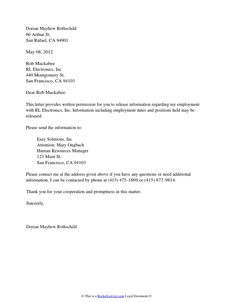 Release of Employment Information