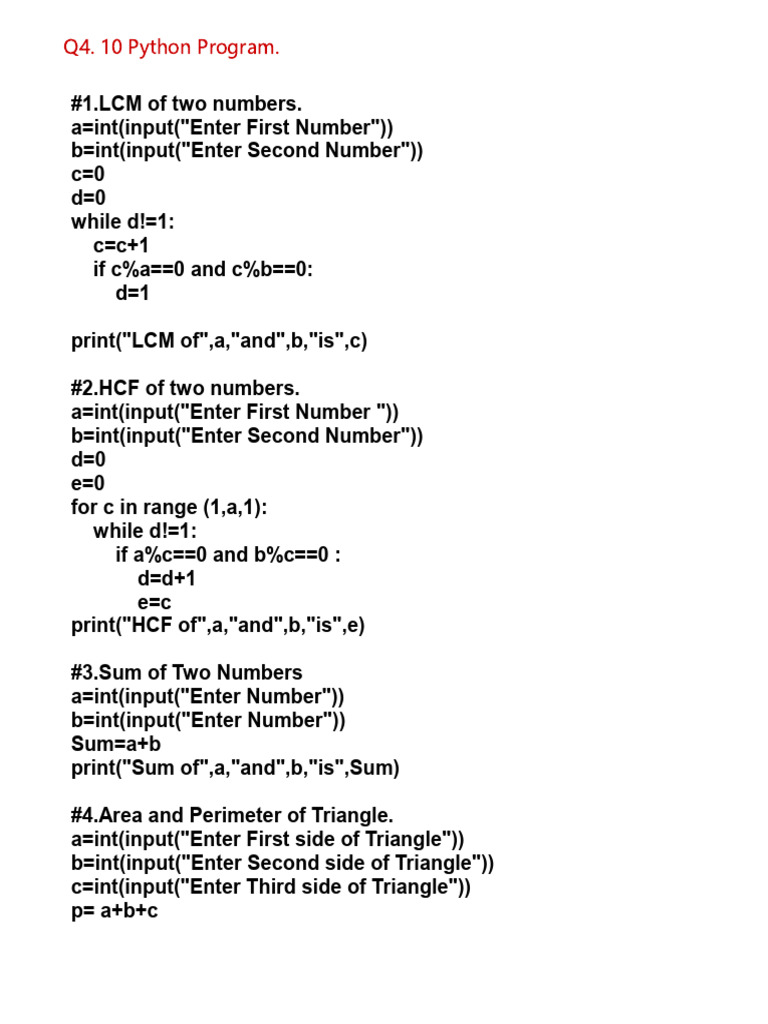 Python Programs for Math Operations | PDF