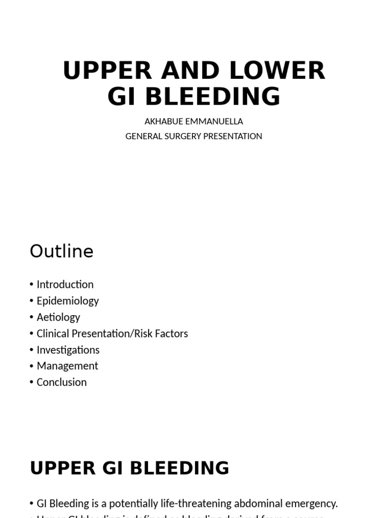 Upper and Lower GI Bleeding Overview | PDF | Esophagus | Clinical Medicine