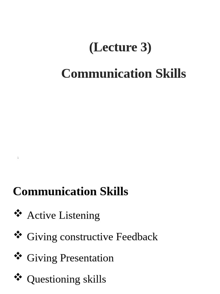 3 - Communication Skills | PDF | Communication | Psychological Concepts