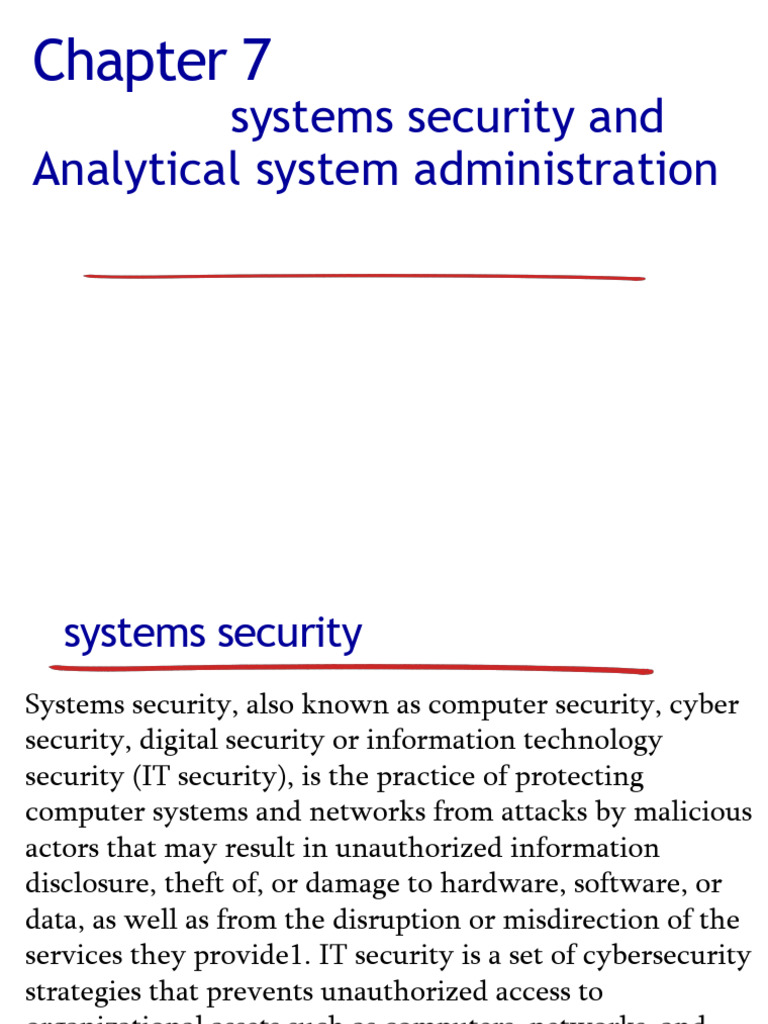 Chapter 7 - Systems Security | PDF | Computer Security | Security