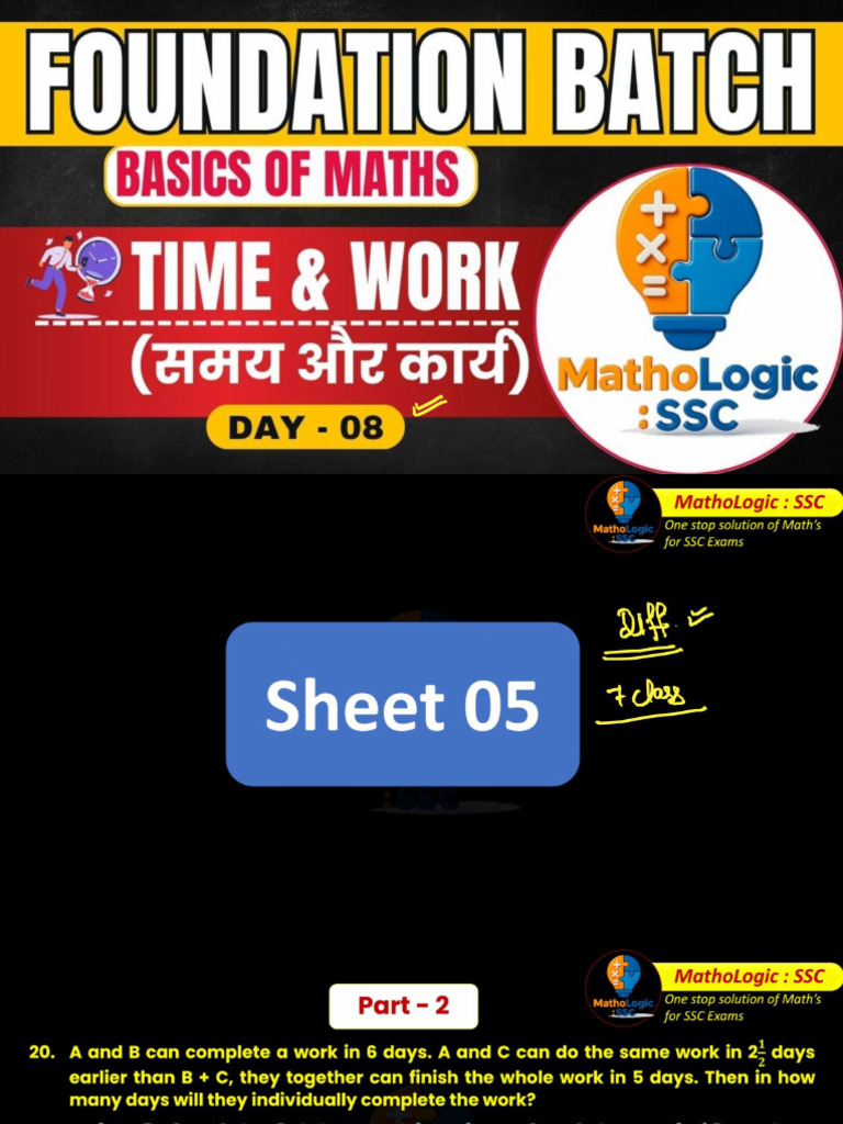 Class Notes Day 08 (Time and Work) | PDF