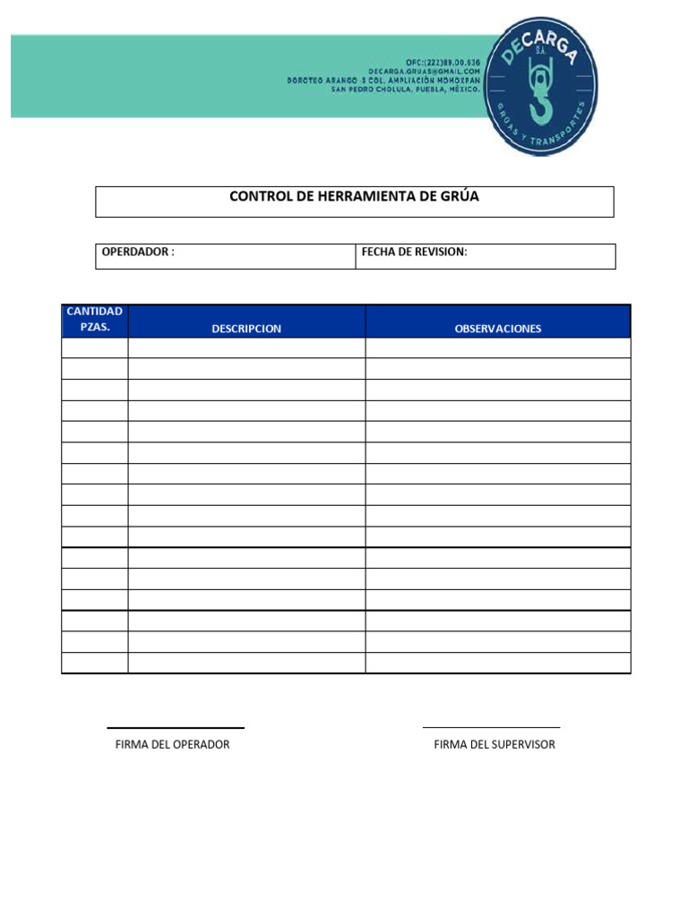 Formato Control de Herramientas | PDF