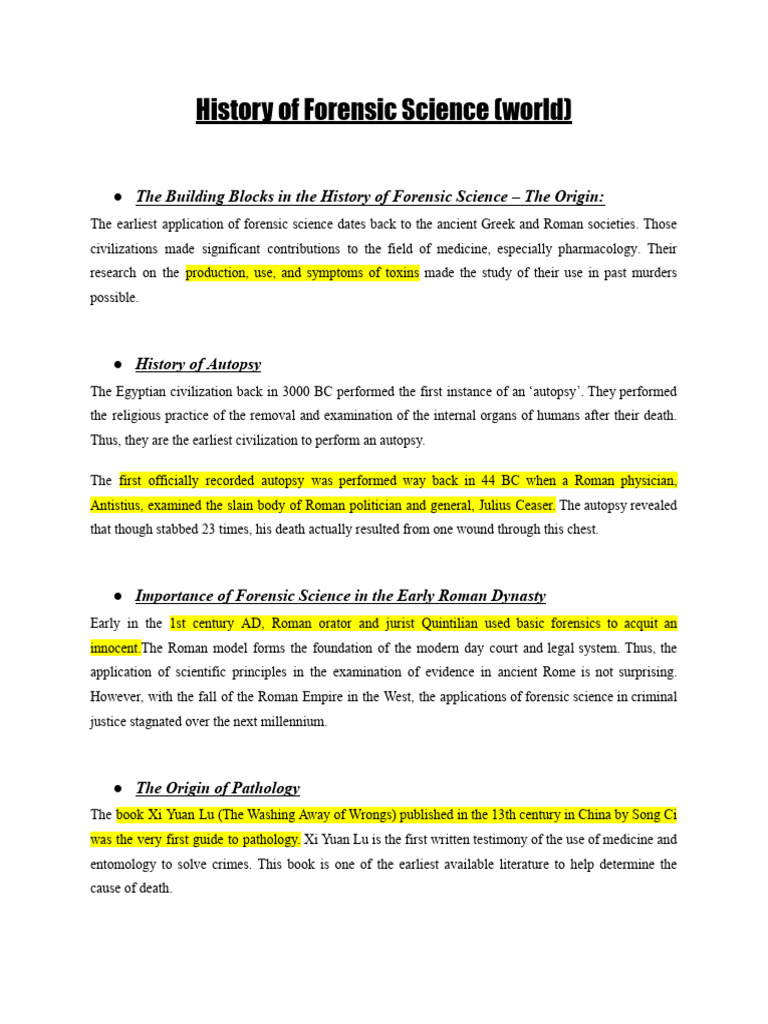 History of Forensic Science (World) | PDF | Forensic Science