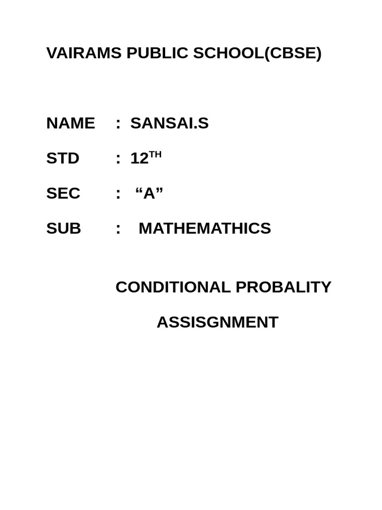 Conditional_Probability_Notes_Class12 (1) | PDF | Probability Theory ...