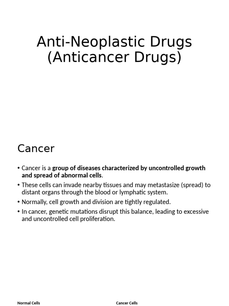 Anti-Neoplastic Drugs Overview and Types | PDF | Chemotherapy | Cancer
