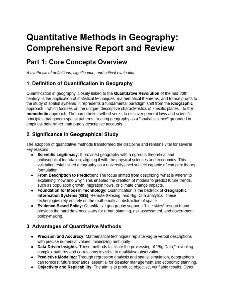 Quantitative Methods in Geography Overview | PDF | Geography ...