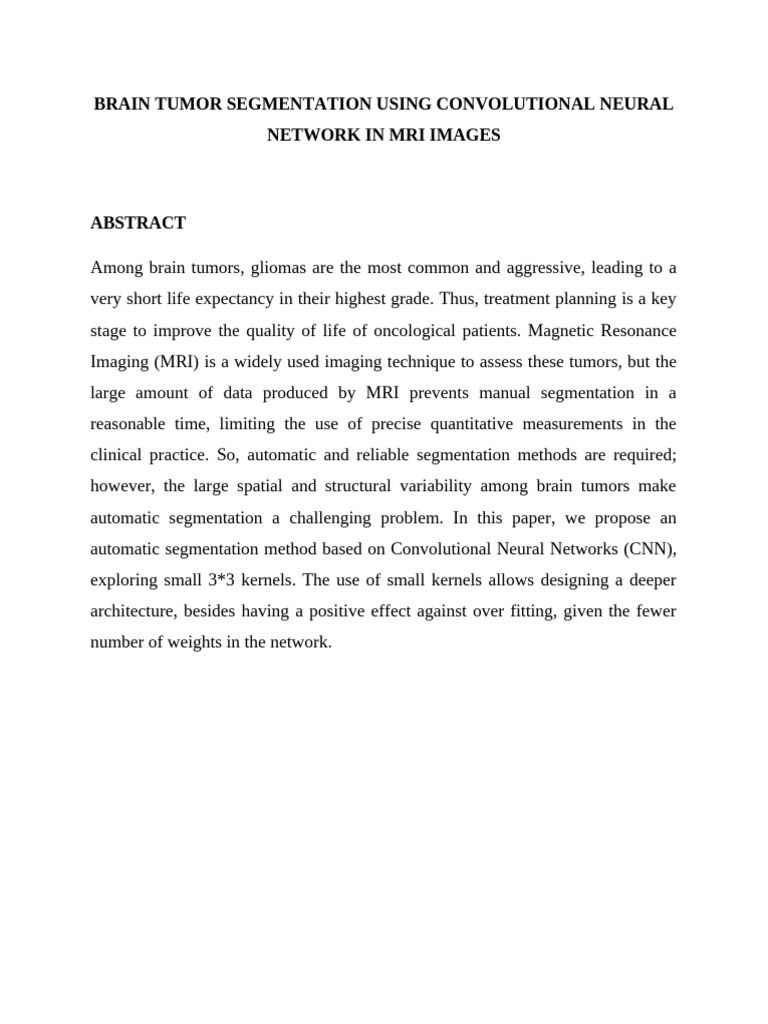 CNN-Based Brain Tumor Segmentation | PDF | Brain Tumor | Magnetic ...