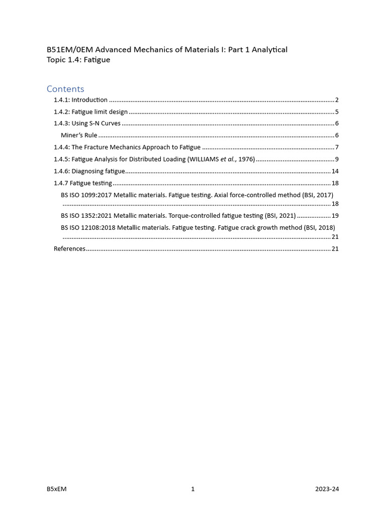 Fatigue Analysis in Materials Engineering | PDF | Fatigue (Material ...