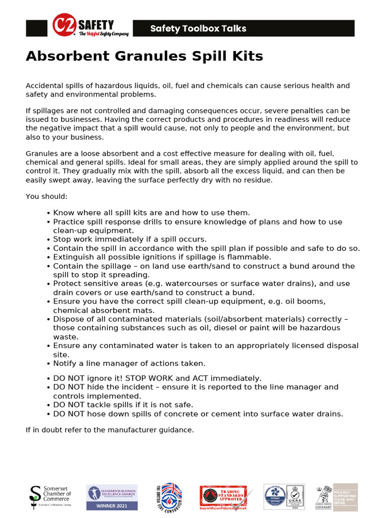 Absorbent Granules Spill Kits | PDF