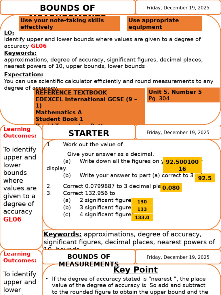 Lesson 17 - Finding bounds of measurements | PDF | Significant Figures ...