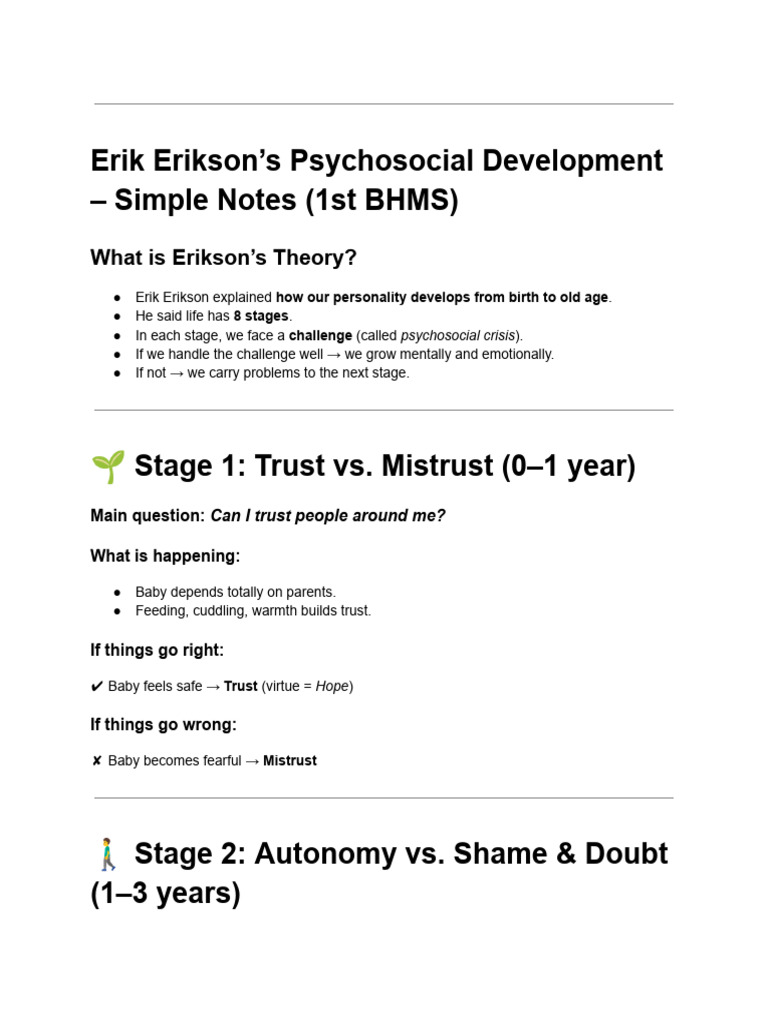 Erik Erikson's Model | PDF | Social Psychology | Psychology