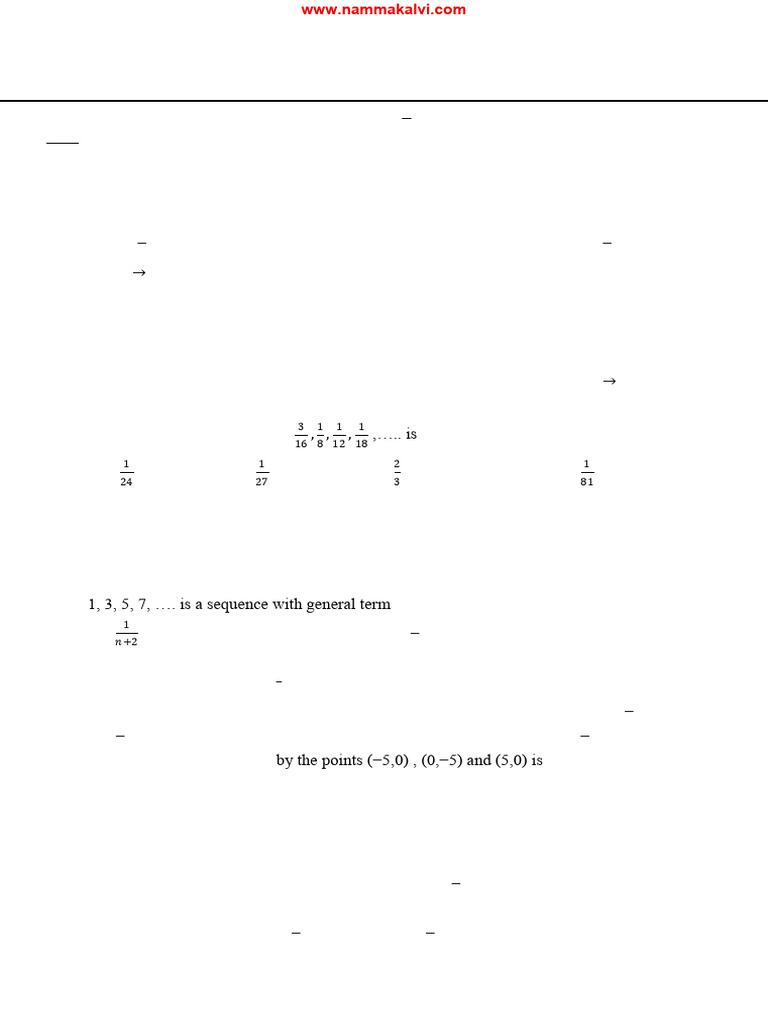 Namma Kalvi 10th Maths Cyclic Test Question Paper em 216304 | PDF ...