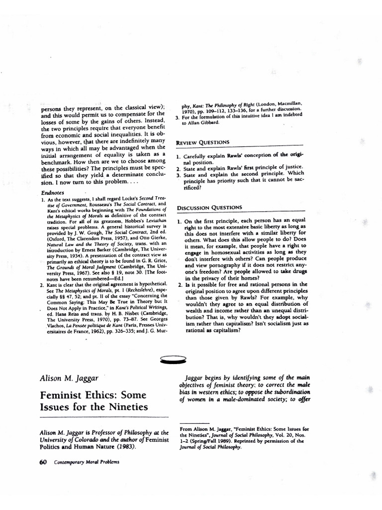 Feminist Ethics Alison M. Jaggar | PDF