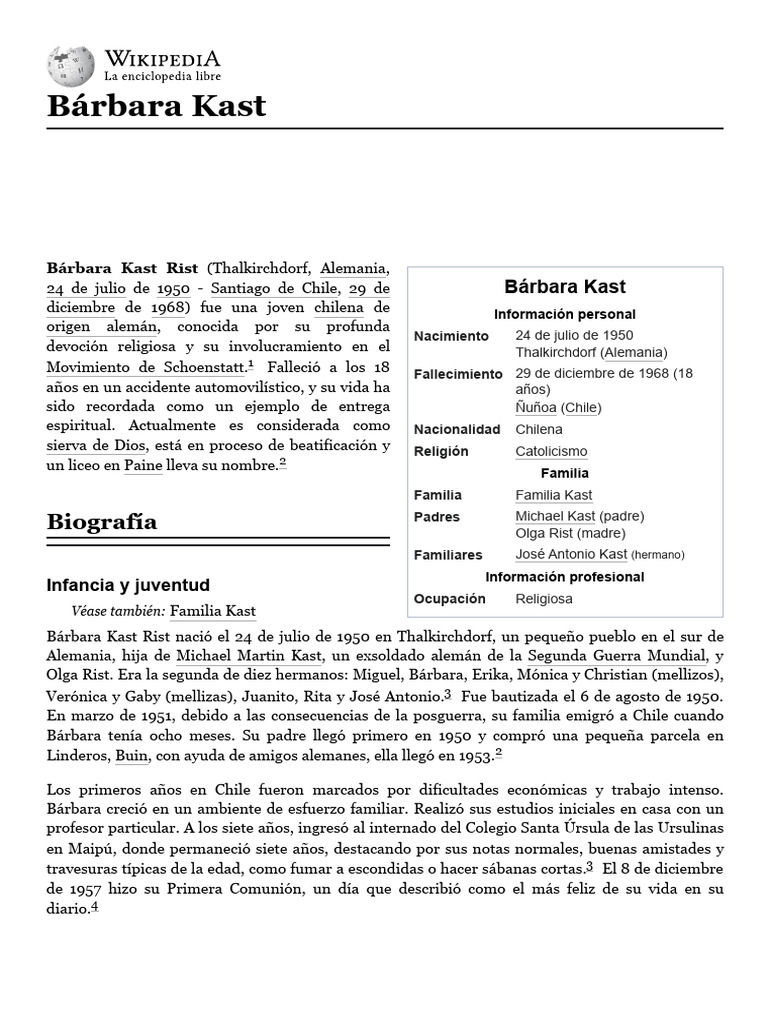 Bárbara Kast Rist (Biografía) | PDF | Iglesia Católica