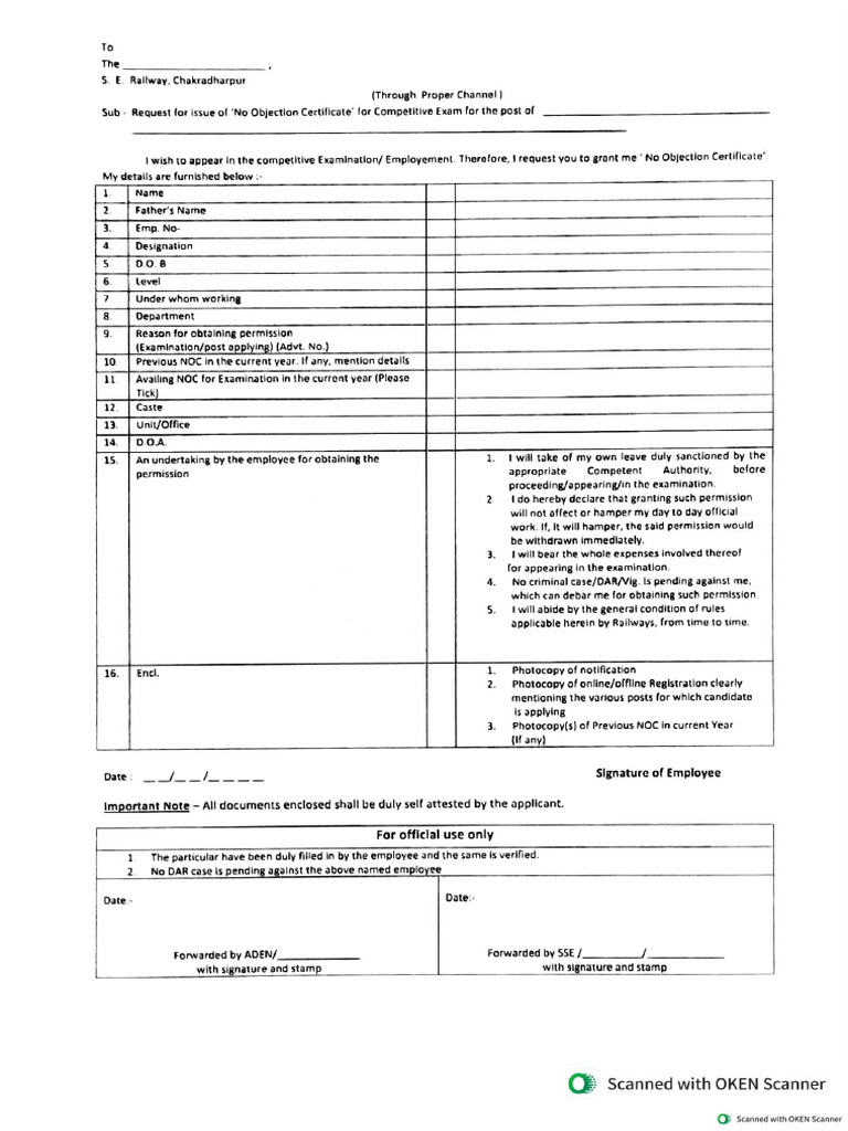 Format of No Objection Certificate (NOC) | PDF
