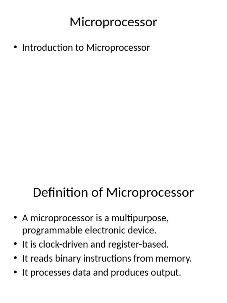 Microprocessor Introduction | PDF