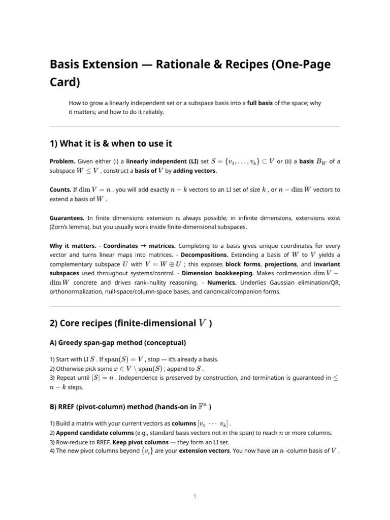 (Recipe Card) Basis Extension - Rationale & Recipes | PDF | Basis ...