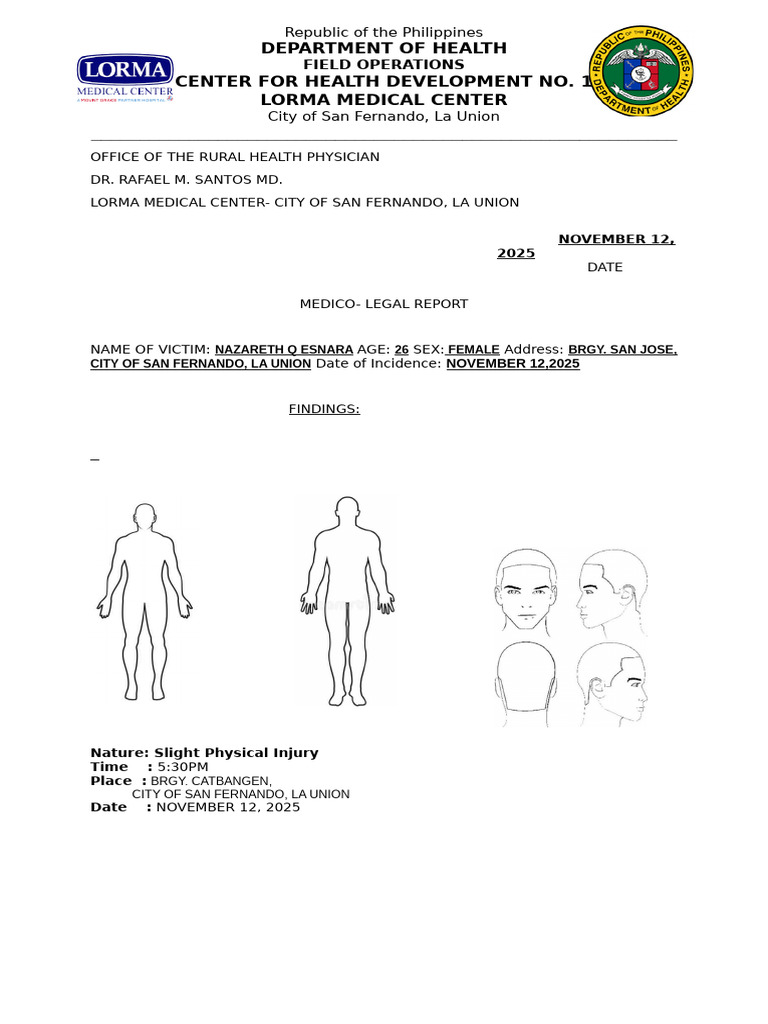 Medico Legal Report (Esnara) | PDF