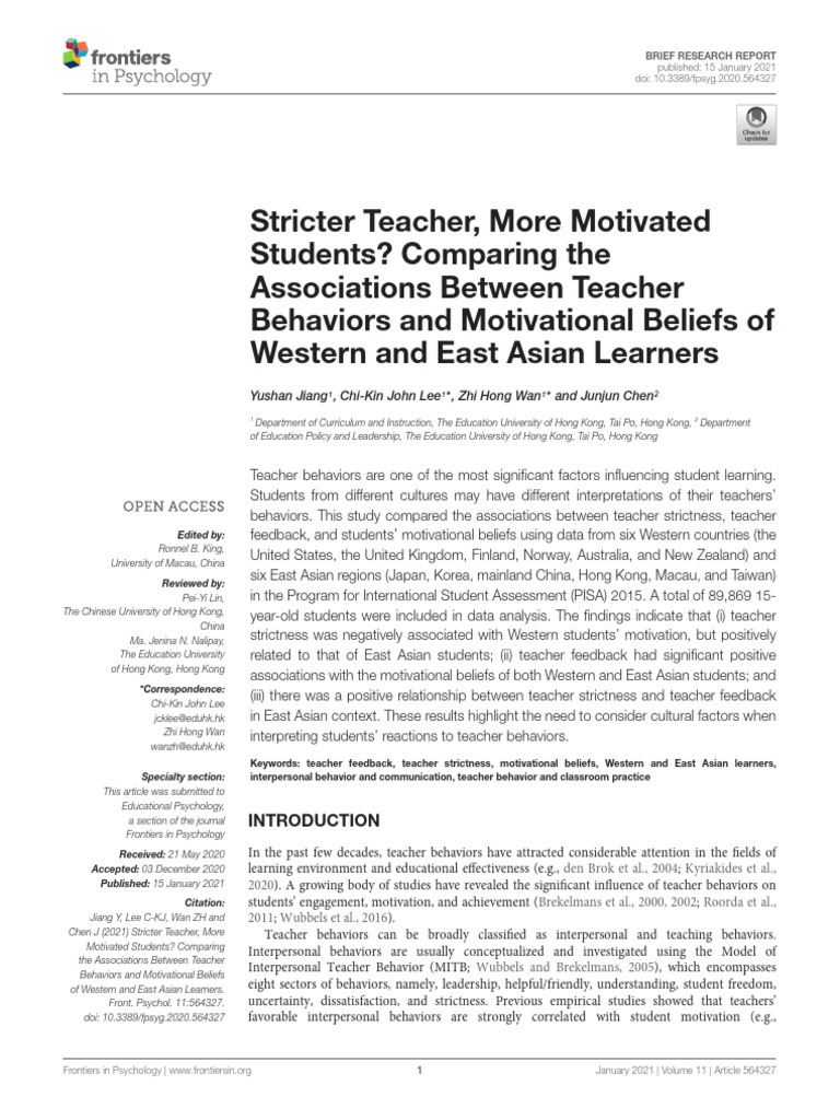 Teacher Strictness and Student Motivation | PDF | Self Efficacy | Teachers