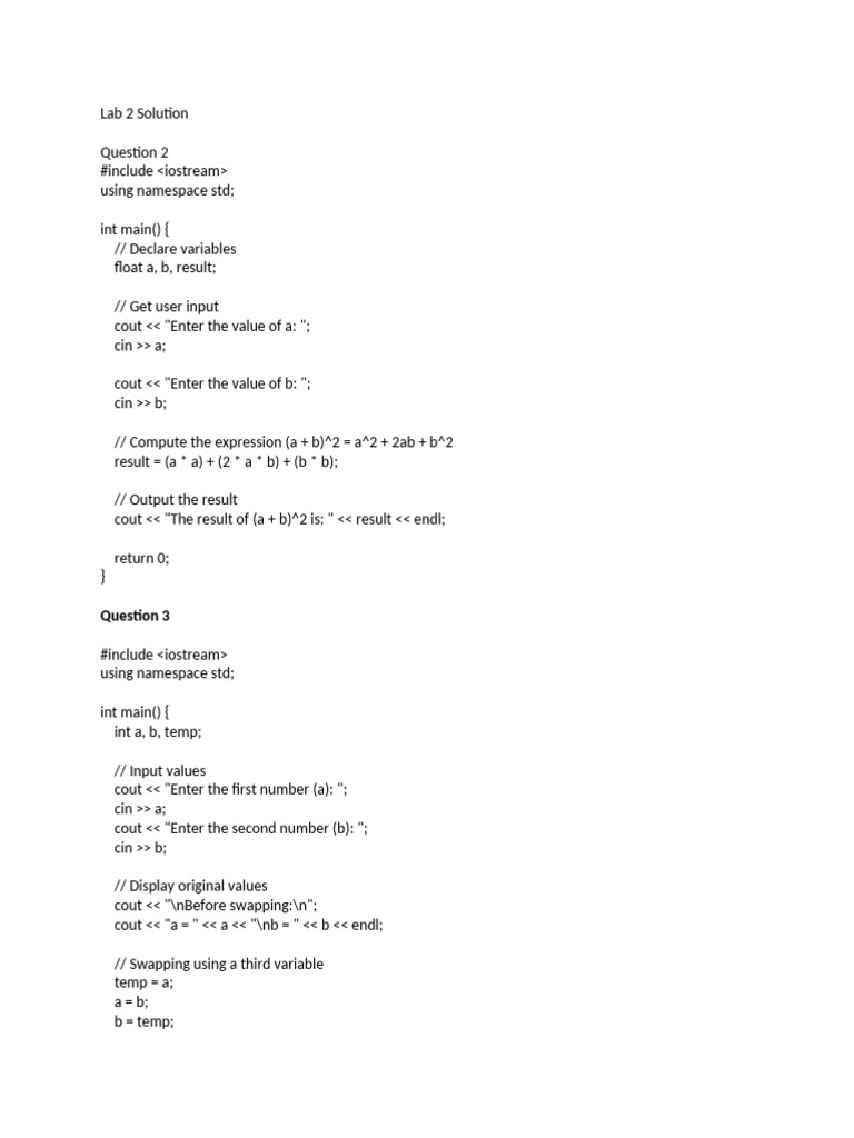 Lab 2 Solution | PDF