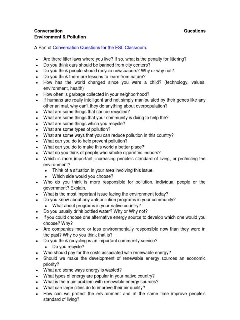 Conversation Questions | PDF | Schools | Homeschooling