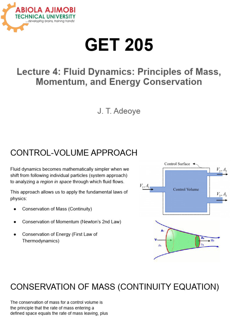 GET205_lecture4 | PDF | Fluid Dynamics | Momentum