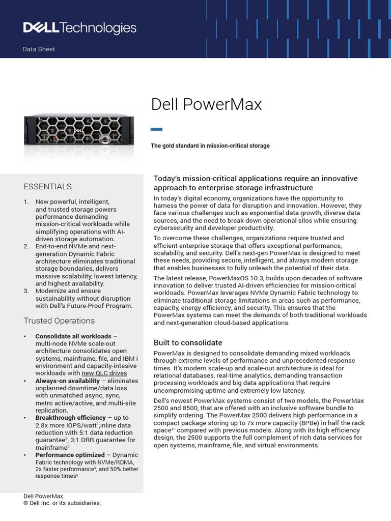 Dell PowerMax: Next-Gen Enterprise Storage | PDF | Cloud Computing ...