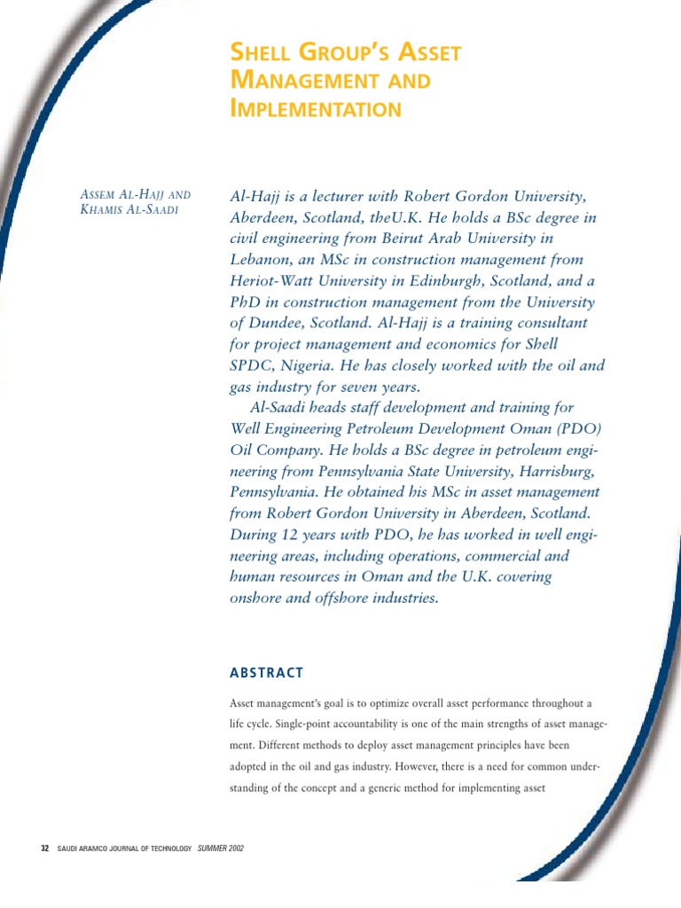 2002 ASSET Management Implementation Group SHELL | PDF | Business ...