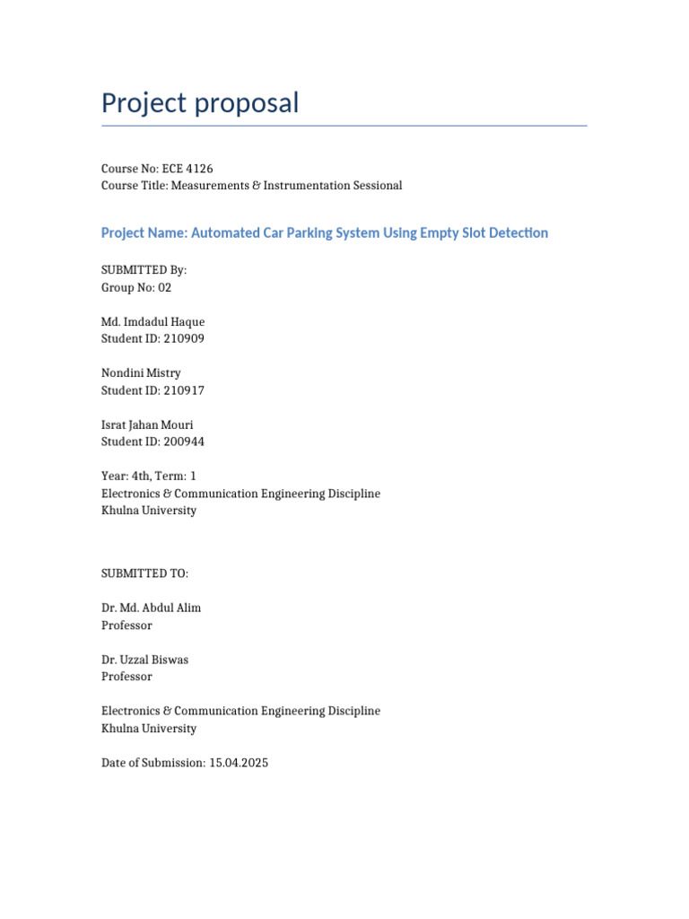 automated_car_parking_proposal | PDF | Parking | Light Emitting Diode