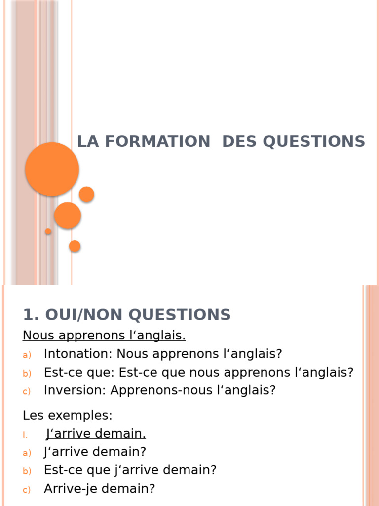 Formation des questions en français | PDF | Morphologie linguistique ...