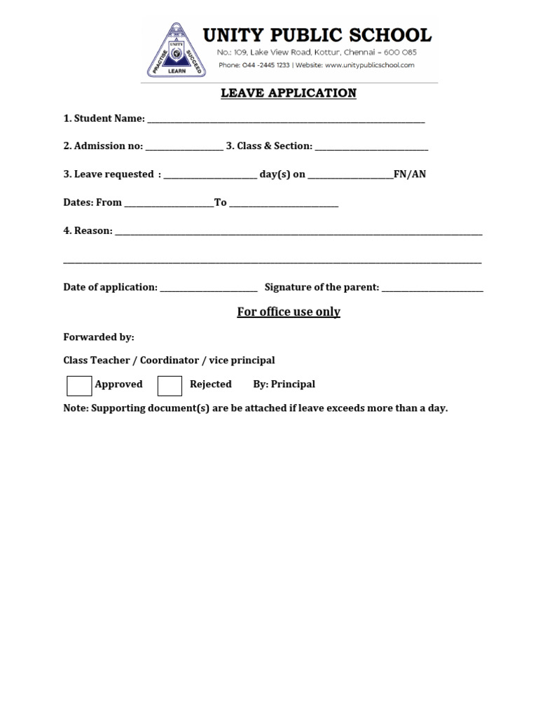 Student Leave Letter | PDF