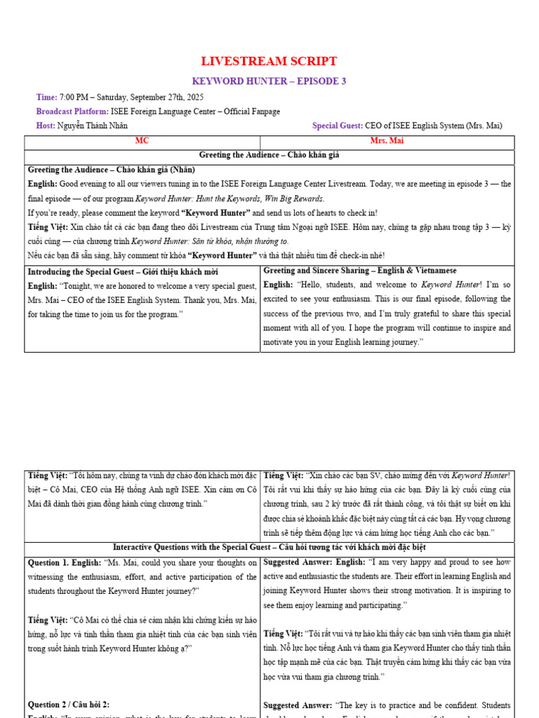 Final - Livestream Scripts | PDF