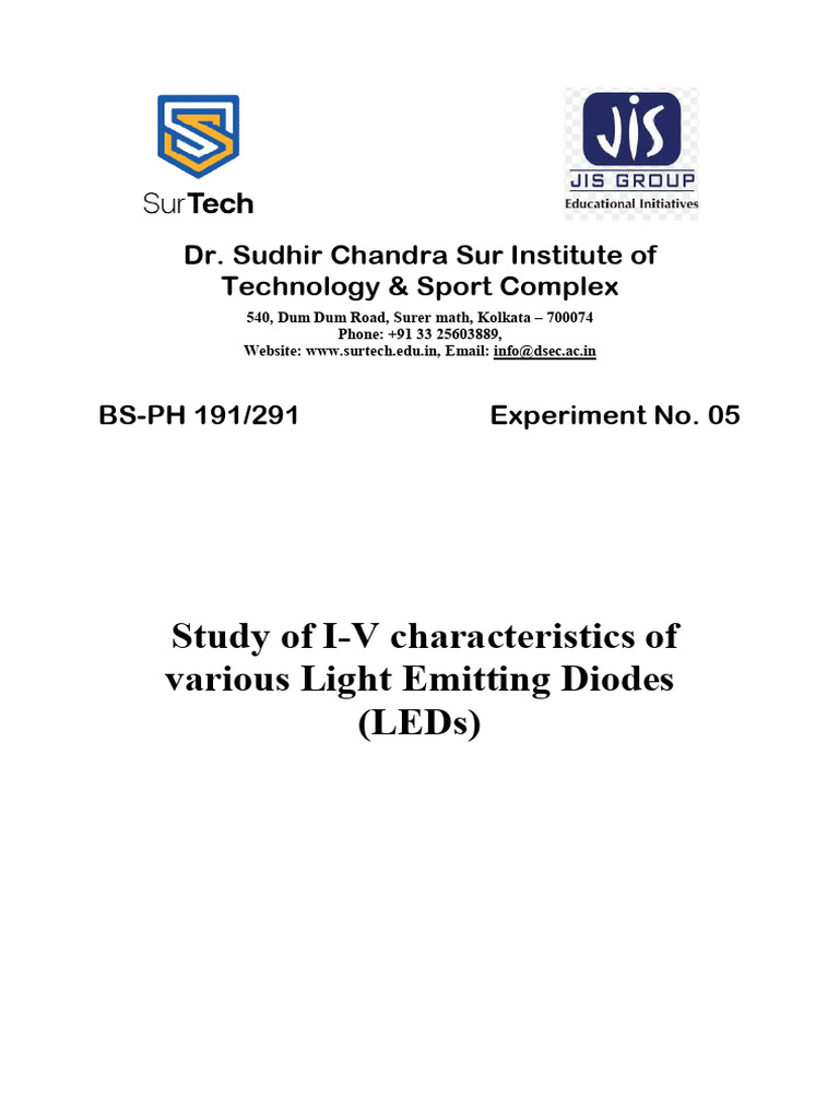 Physics Exp LED MANUAL Edited | PDF | Light Emitting Diode | P–N Junction