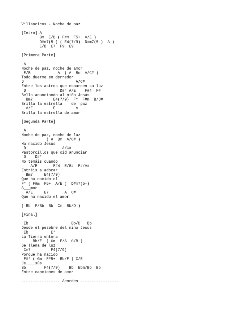 Villancicos - Noche de Paz | PDF