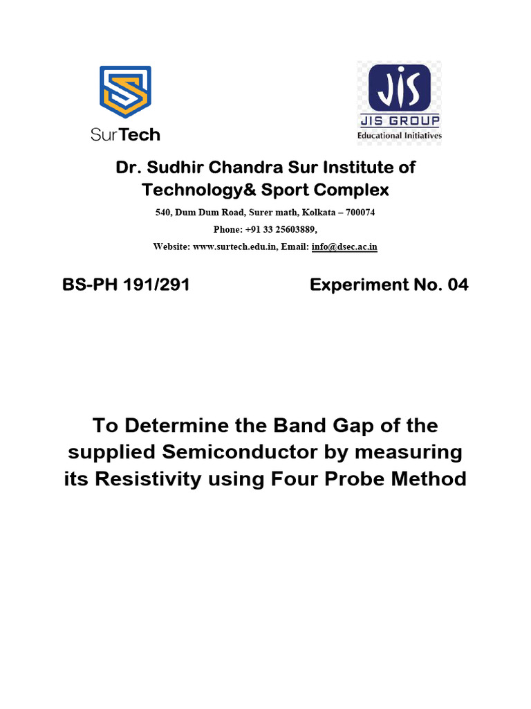 Physics Expt 4 - Band Gap-1 | PDF | Band Gap | Electrical Resistivity And Conductivity