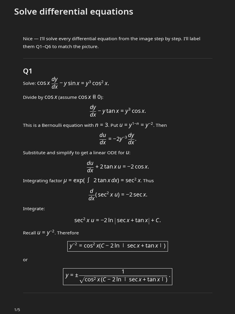 Solve Differential Equations | PDF | Eigenvalues And Eigenvectors | Mathematical Objects