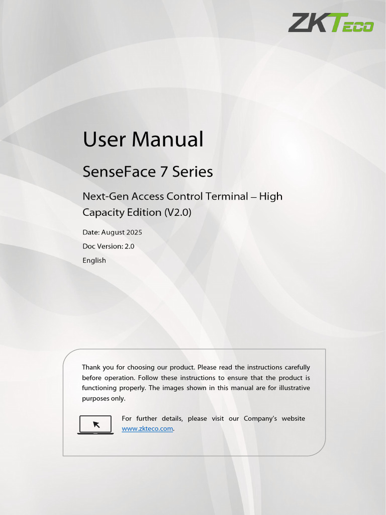 SenseFace 7 Series User Manual | PDF | Fingerprint | Computer Keyboard
