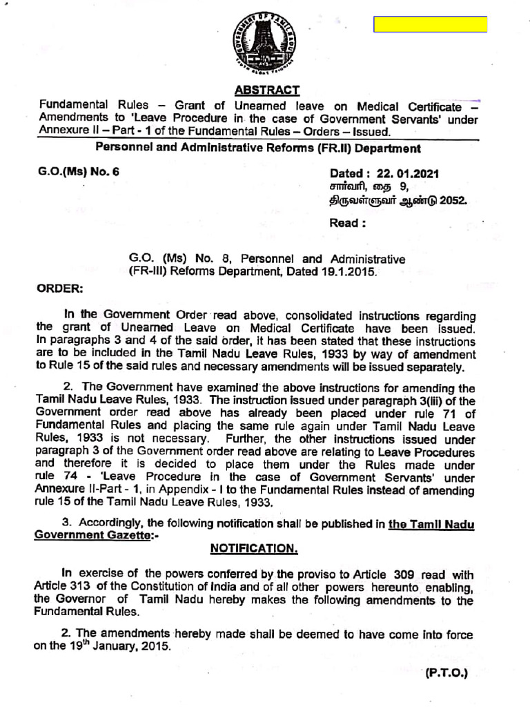 Medical Leave Amendment | PDF