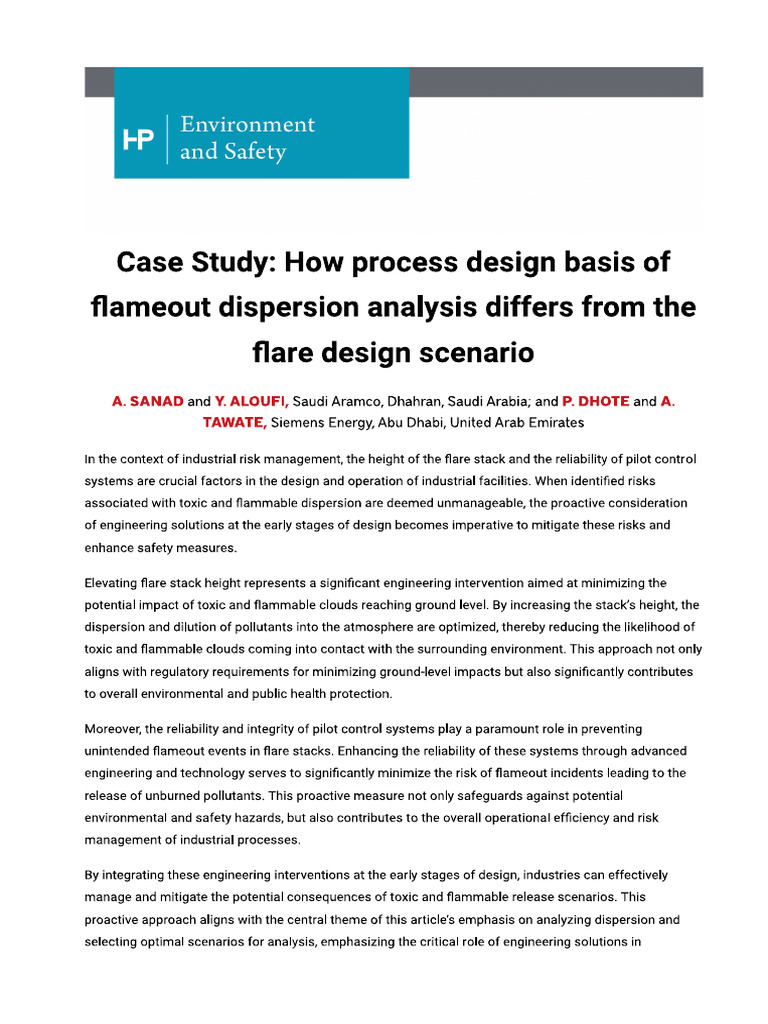 Flare Flame-out Dispersion | PDF