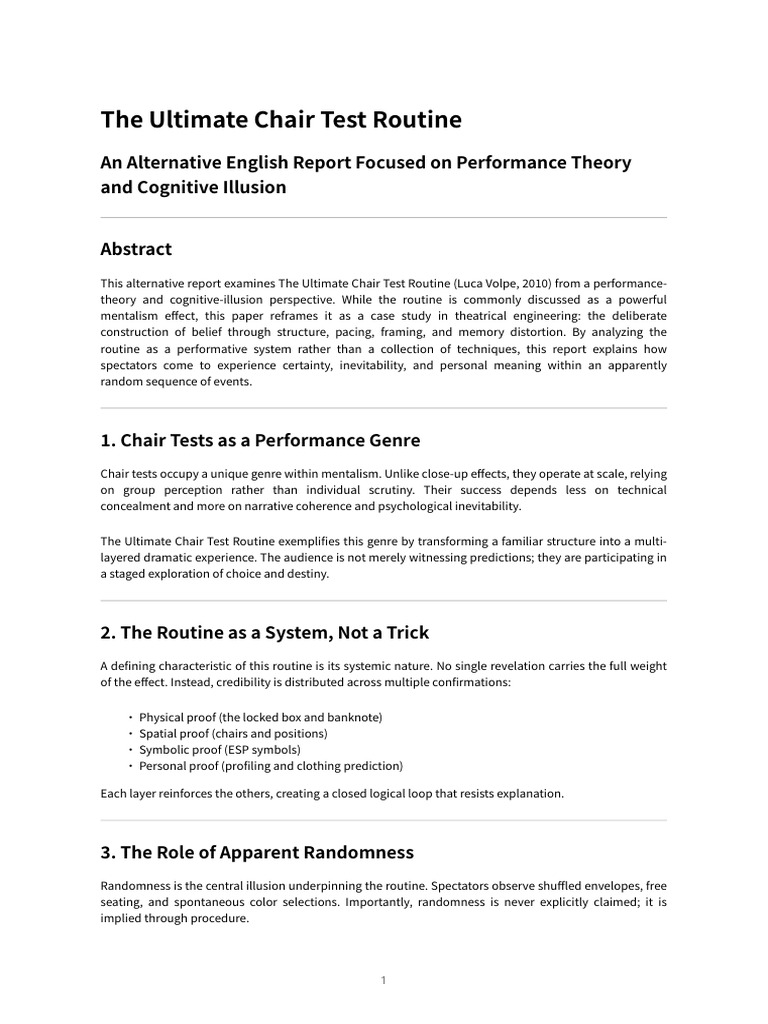 Ultimate Chair Test – English Report (Alternative Version) | PDF ...