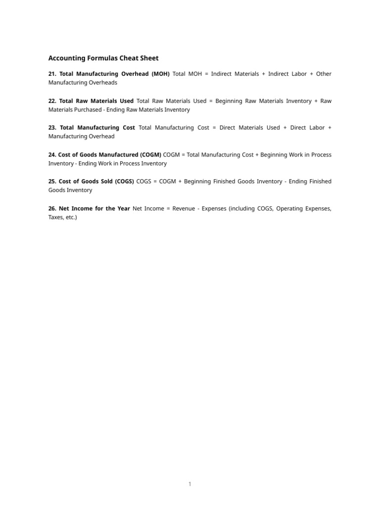 Essential Accounting Formulas Guide | PDF