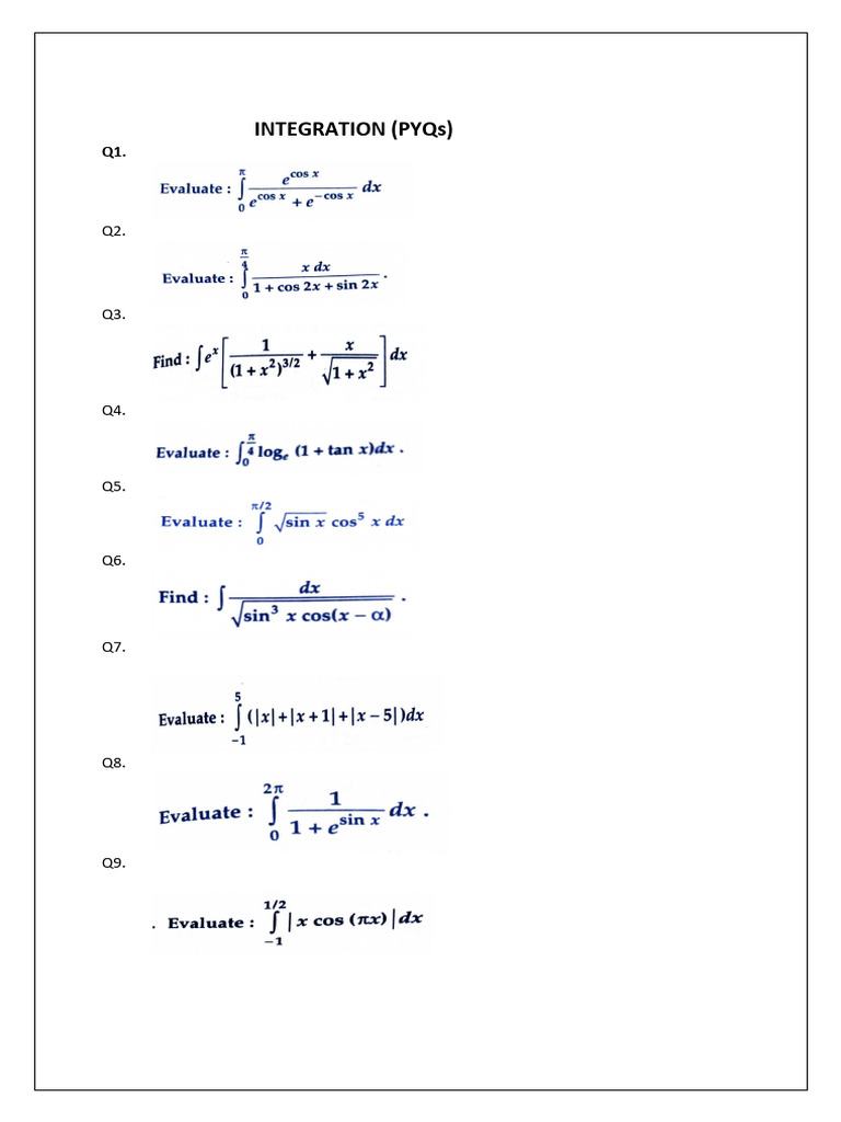 Integration (Worksheet) | PDF