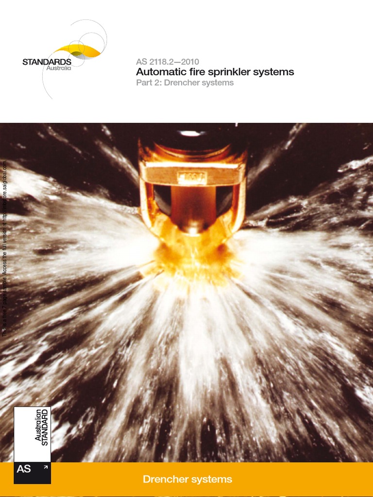 As 2118.2-2010 Automatic Fire Sprinkler Systems Drencher Systems | PDF ...