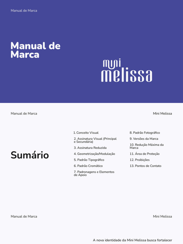 Manual de Marca Mini Melissa de Identidade Visual Nova Da Marca | PDF