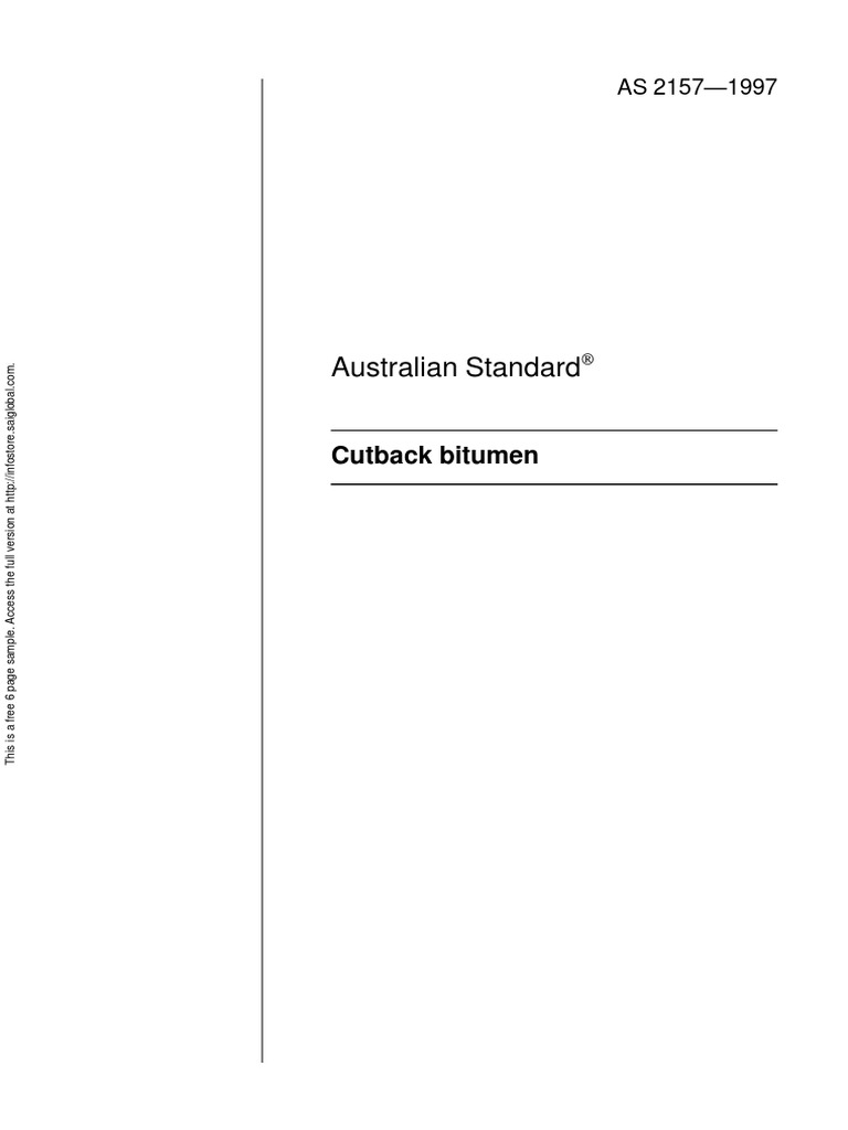 As 2157-1997 Cutback Bitumen | PDF | Asphalt | Nature