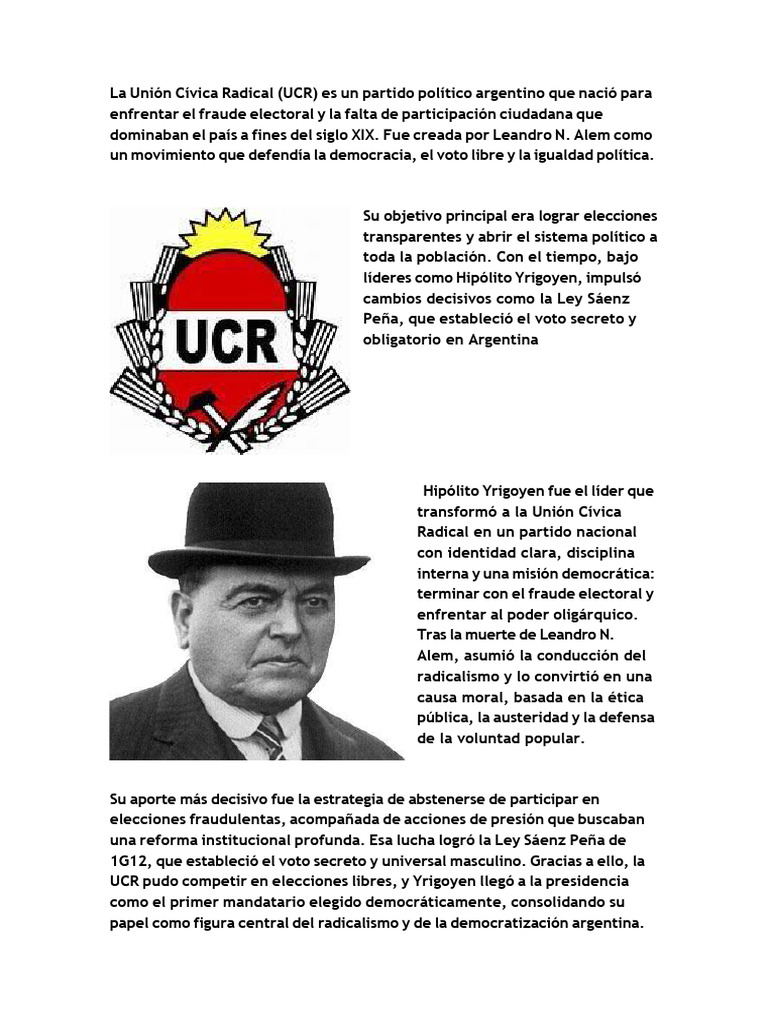 Unión Cívica Radical | PDF | Democracia | Ideologías políticas